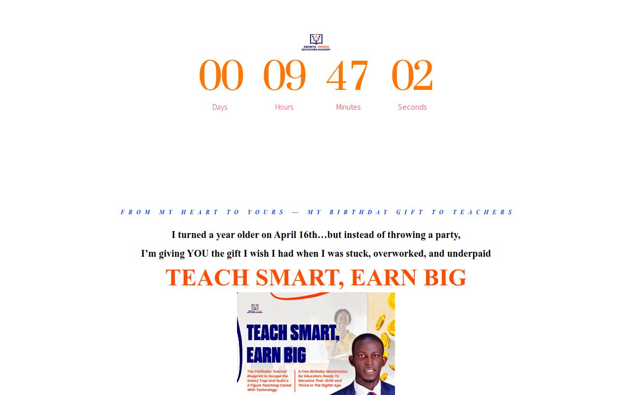 Register for Teach Smart Earn Big Masterclass